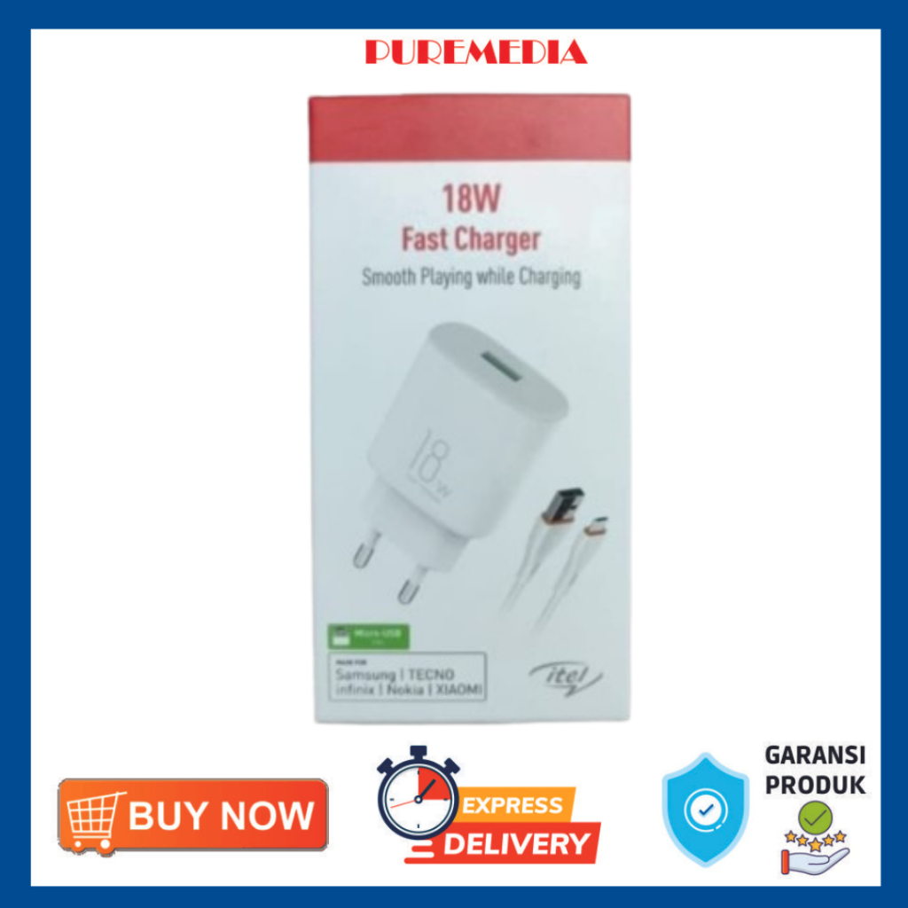 Jual Itel 18W Kepala Charger Kabel Type-C Fast Charging ICW-182EC ...