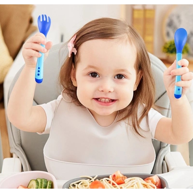 Jual SENDOK MAKAN BAYI SENSOR PANAS SENDOK GARPU PERALATAN MAKAN BAYi | Shopee Indonesia