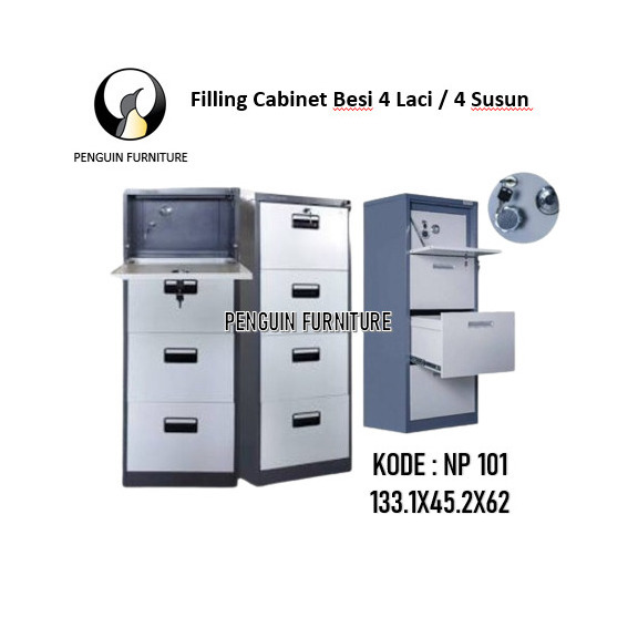 Jual FILLING CABINET 4 LACI NP 101/FILLING CABINET BESI/FILLING CABINET KANTOR/LEMARI ARSIP/DROP ...