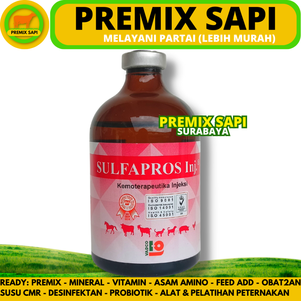 Jual SULFAPROS INJ 100 ML - Obat Infeksi Pernafasan Pencernaan Hewan ...