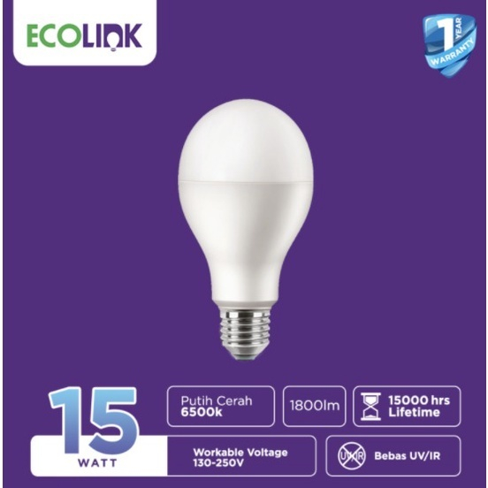 Jual Lampu Ecolink Led Bulb/Bohlam Led 15W Putih Cerah 6500K & Kuning ...