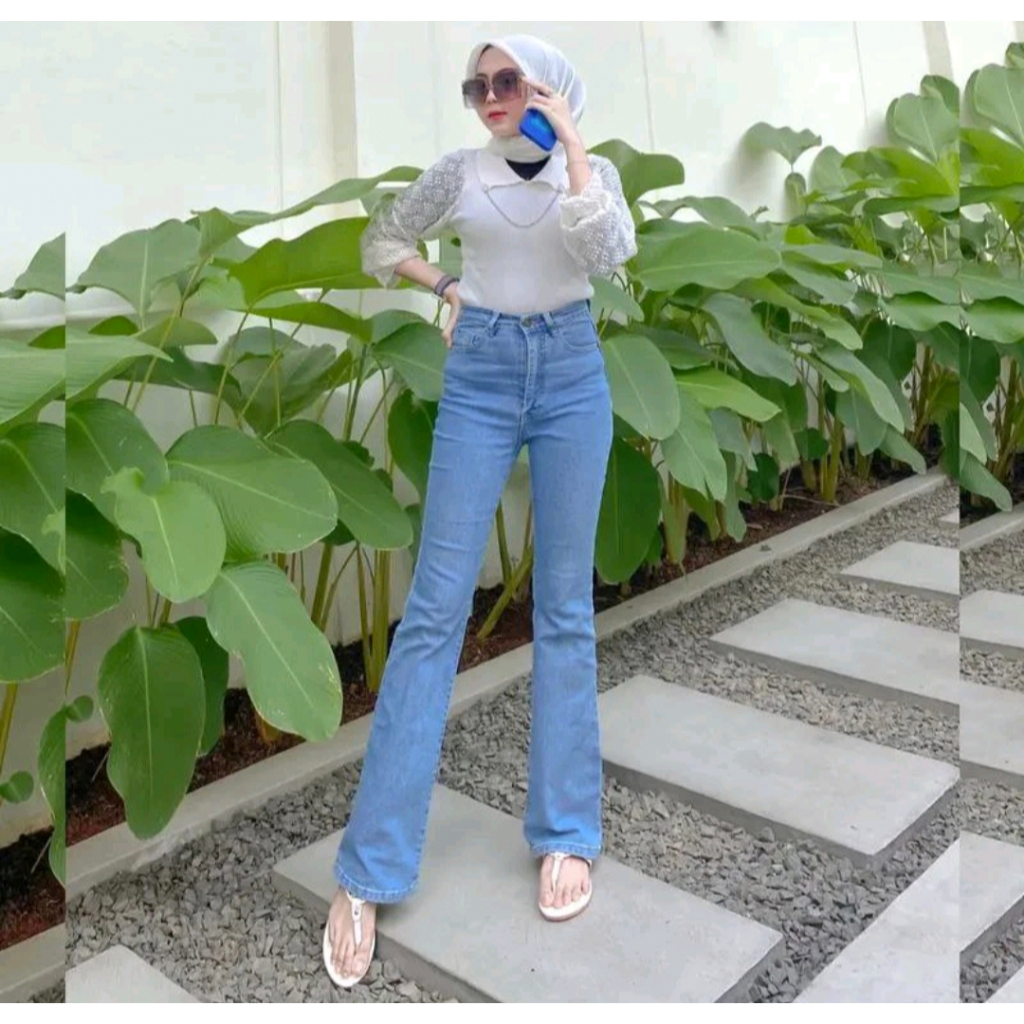 Jual Highwaist Cutbray Jeans Loose Anti Ngantung Melar Tebal - Strecht Premium Quality - Celana ...