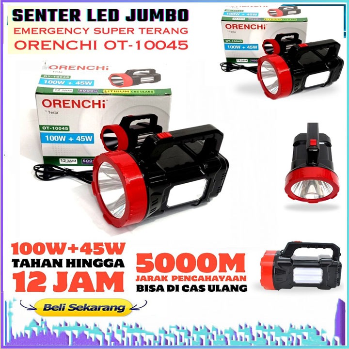 Jual Senter Tangan Besar LED + Lampu Emergency Super Terang Orenchi OT ...