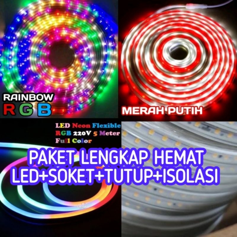Jual Paket Led Rainbow (RGB) dan Merah Putih 10M / 15M / 20M | Shopee ...