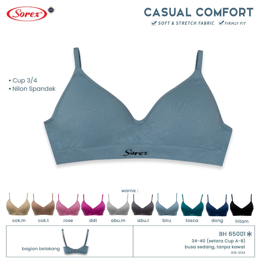Jual Sorex Bra Tanpa Kawat Busa Tipis Kait 2 Setara Cup B Bra Harian Casual Comfort BH Sport ...