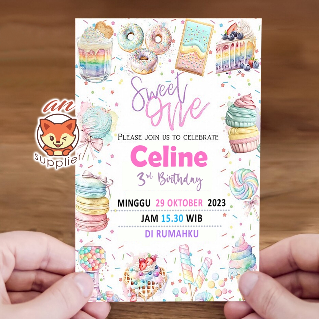 Jual UNDANGAN ICE CREAM CANDY 2-2 ULTAH ULANG TAHUN | Shopee Indonesia