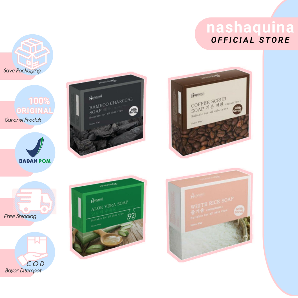 Jual HANASUI Soap Scrub - Sabun Batang - Aloe Vera, Coffee Kopi, Bambu ...