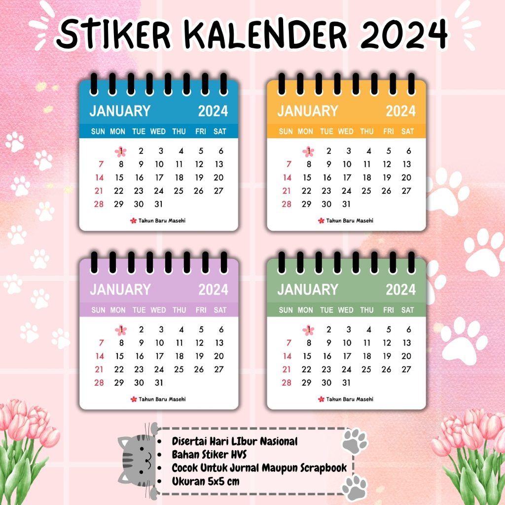 Jual STIKER KALENDER 2024 KALENDER MINI STIKER KALENDER SCRAPBOOK ...