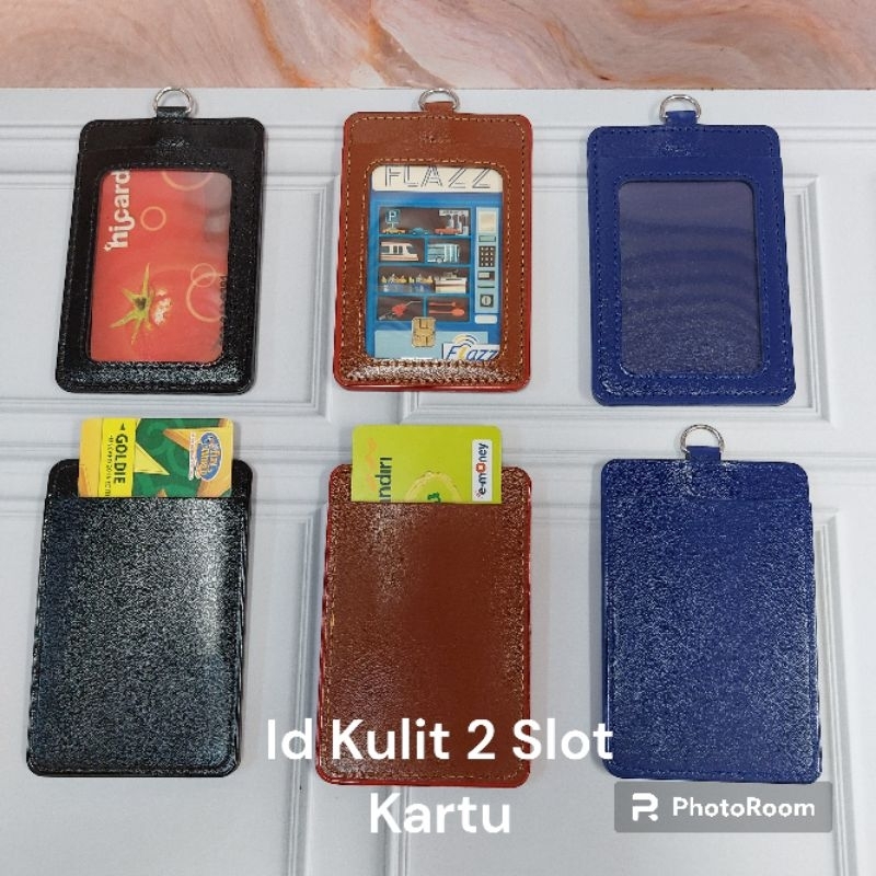 Jual Tempat Id Card Holder Kulit PU Frame Kulit 2 Kartu Tempat Id Card ...