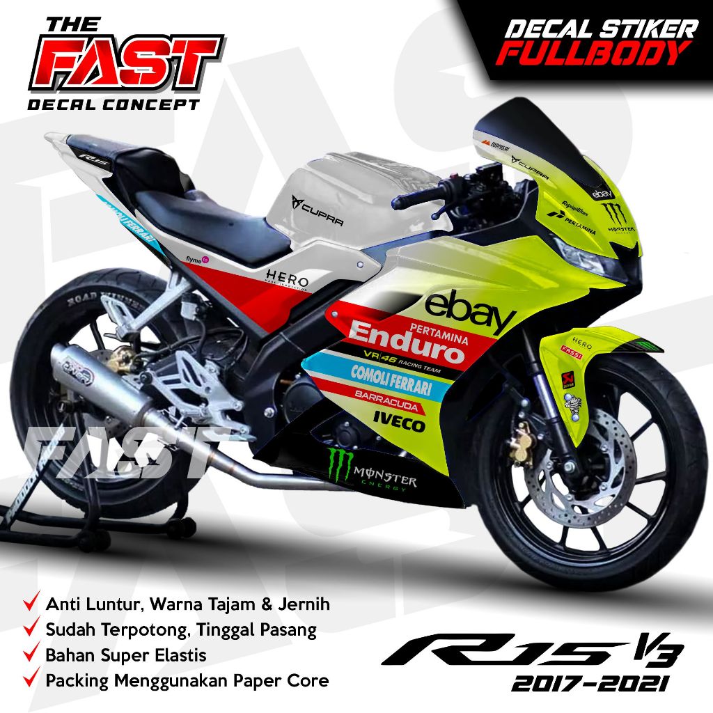 Jual TERBARU Decal R15 V3 Sticker Striping Decal Motor Yamaha R15 V3 ...