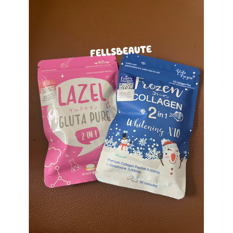 Jual LAZEL GLUTA PURE + FROZEN COLLAGEN (BLUE PINK SET) NEW EXPIRED ...