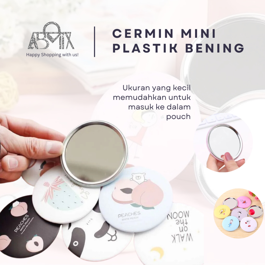 Jual Cermin Bulat Karakter Cute Portable Mini Pocket Mirror Kaca ...