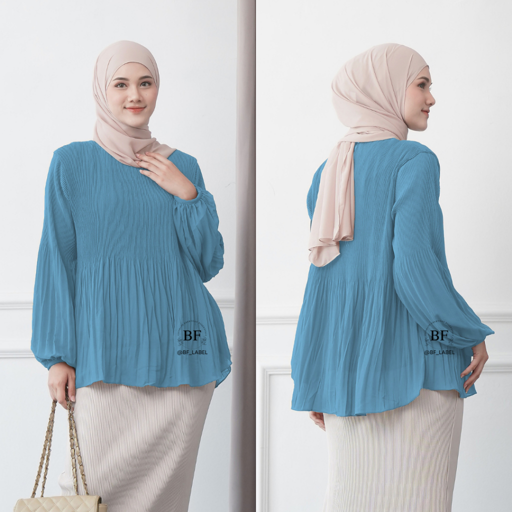 Jual BF Label - FIONA BLOUSE | Pleated Shirt Atasan Plisket Wanita Premium | Lebaran Idul Fitri ...