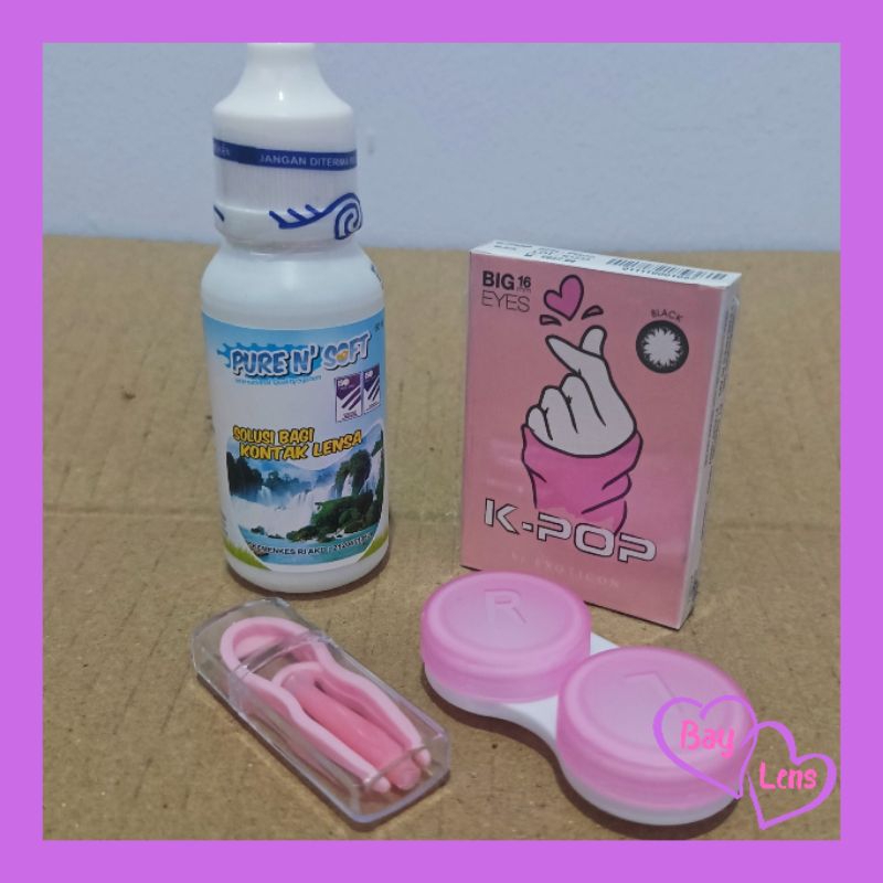 Jual Paket Softlens X2 Kpop Normal Big Eyes Dia 16mm + Air Softlens ...