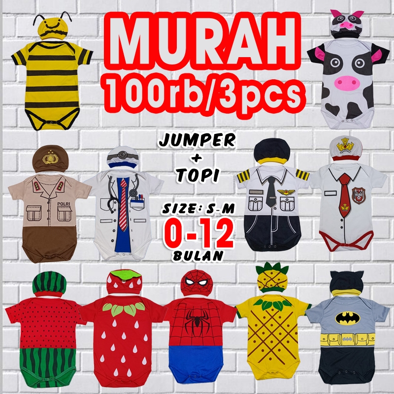 Jual jumper bayi karakter baju romper set jamper kaos pakaian laki laki ...