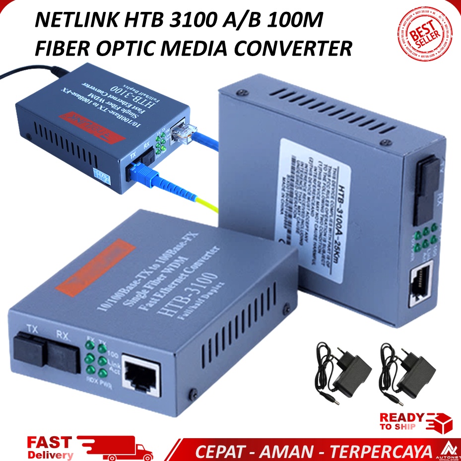 Jual Terbaru 99 HTB31 AB Fiber Optical Media Converter Netlink 11Mbps ...