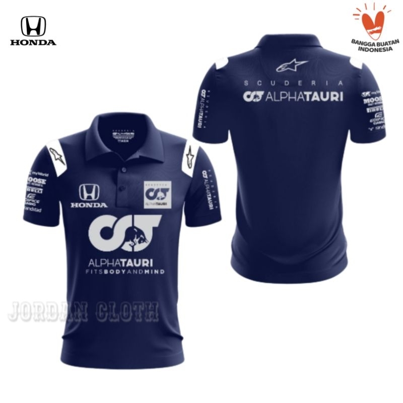 Jual Polo shirt Tshirt Kaos Kerah Honda Alpha Tauri F1 Racing Tim ...
