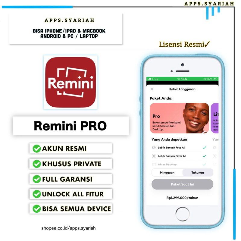Jual [free update] Lifetime Remini PRO | Remini ios | Remini Android ...