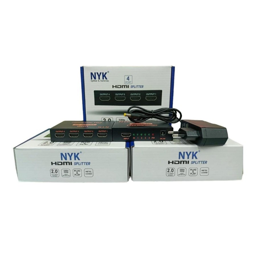 Jual HDMI Splitter 4 Port NYK 1-4 HDCP Full HD 3D 4Kx2K Spliter | Shopee Indonesia