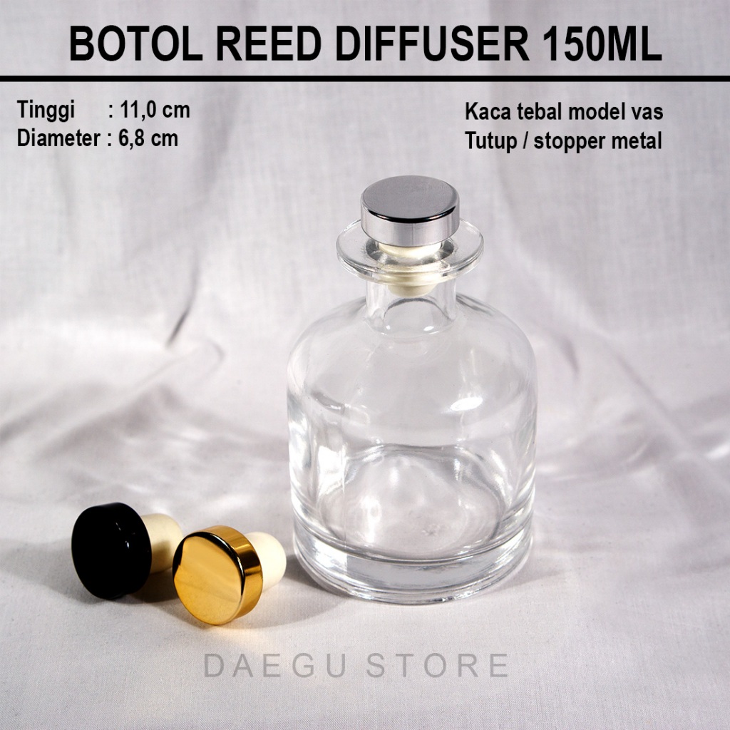 Jual Botol Reed Diffuser 150ml Kaca Bening Tebal Model VAS / Belly Pot ...