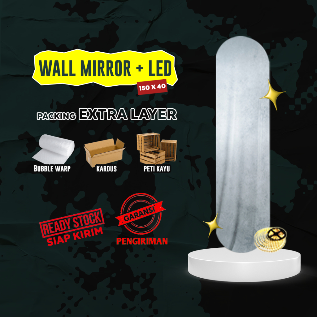 Jual WALL MIRROR + LED STRIP / KACA DINDING AESTHETIC / KACA FULL BODY ...