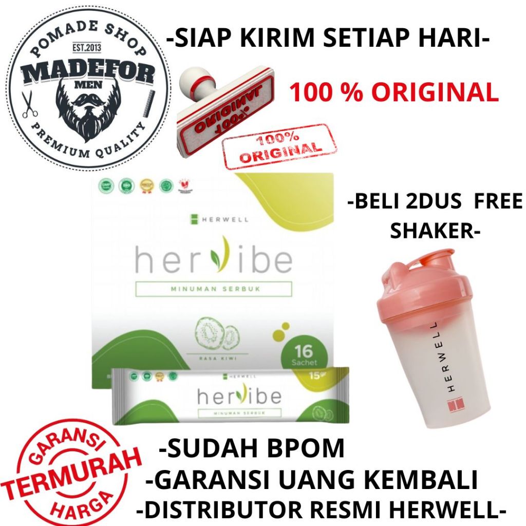 Jual HERWELL HERVIBE 1 BOX ISI 16 SACHET DIET DETOX BELI 2 FREE SHAKER ...