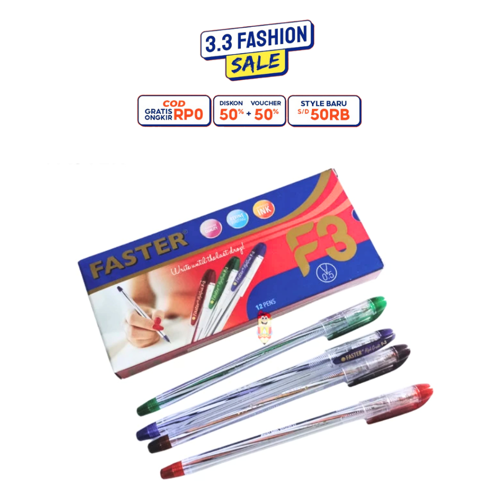 Jual Pena / Pulpen / Ballpoint / Bolpen Faster F3 0.5mm | Shopee Indonesia