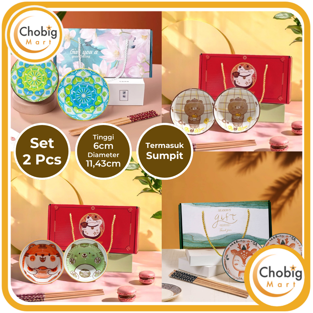 Jual CHOBIG Parsel Mangkok Nasi Jepang Motif Gift Set 2 Pcs / Mangkuk ...