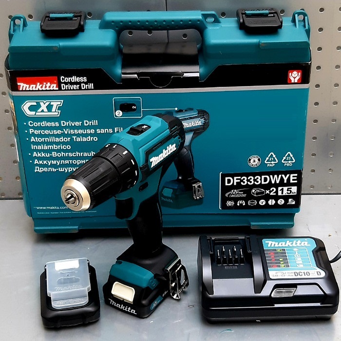 Jual Mesin Bor Cordless 12V (2 Baterai) - MAKITA DF333 / HP333 DWYE ...