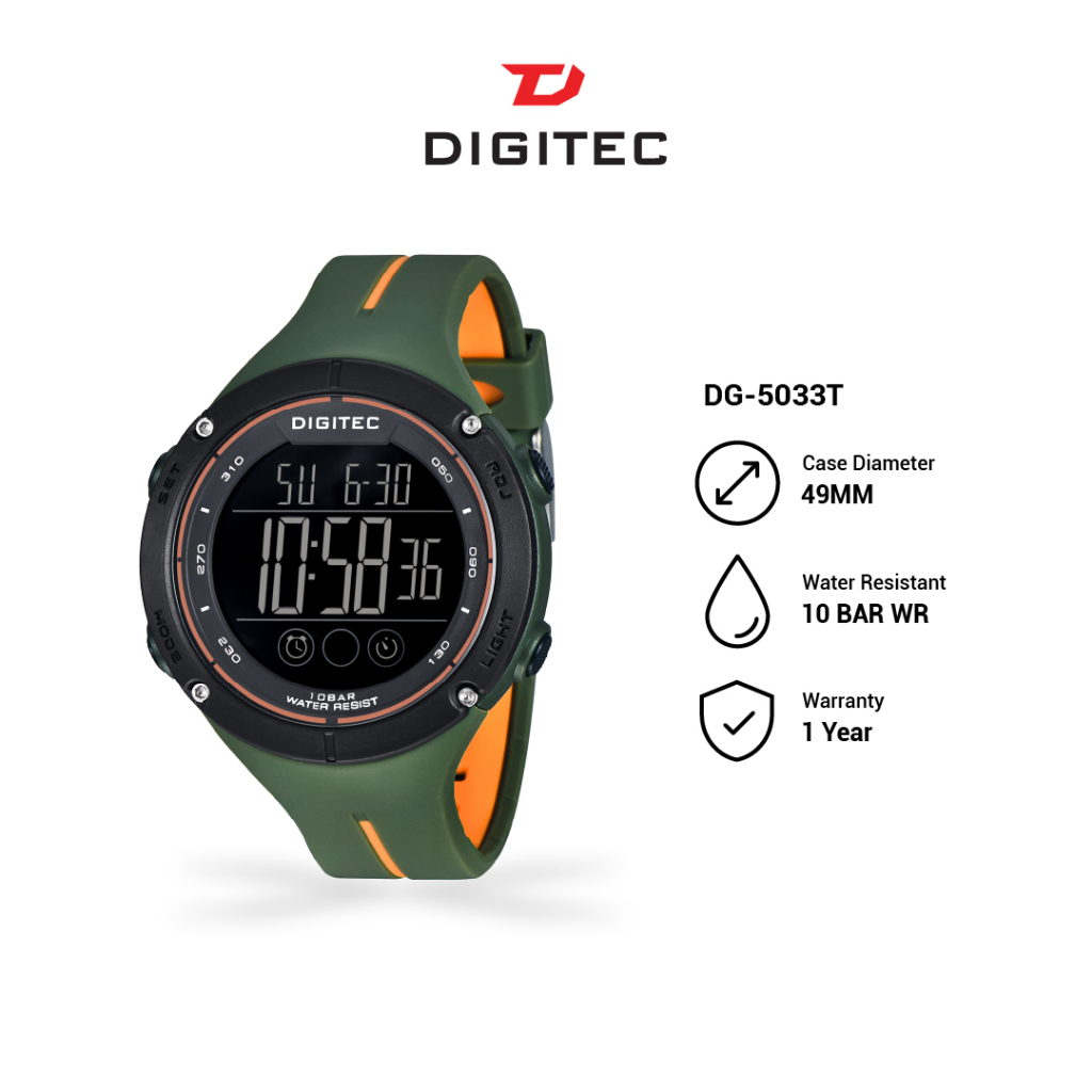 Jual DIGITEC Jam Tangan Digital Unisex DG-5033T Water Resist | Shopee ...