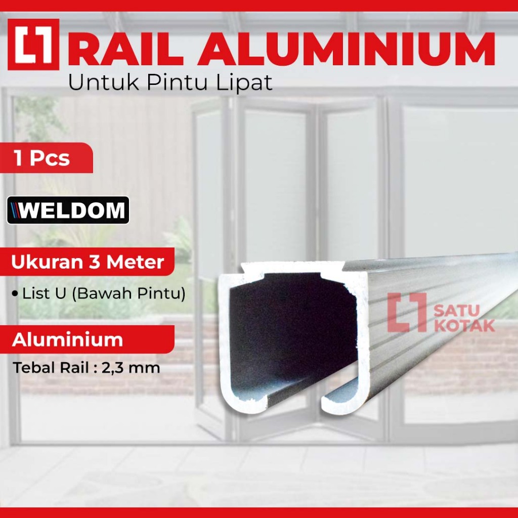 Jual WELDOM Rel Aluminium Pintu Lipat Kayu Kaca Folding Door Rail 3 ...
