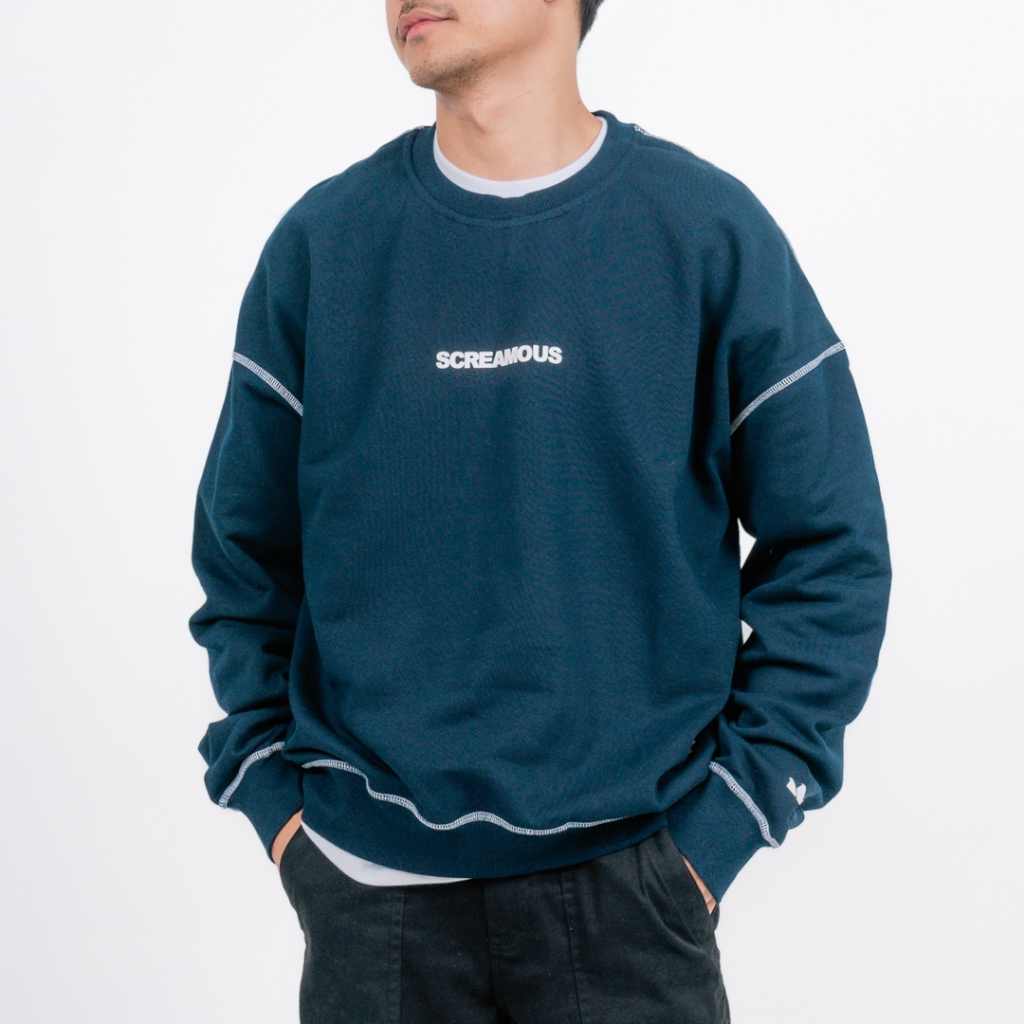 Jual Screamous Sweater Pria Crewneck OVERSIZED LEGEND TINY WHITE NAVY ...