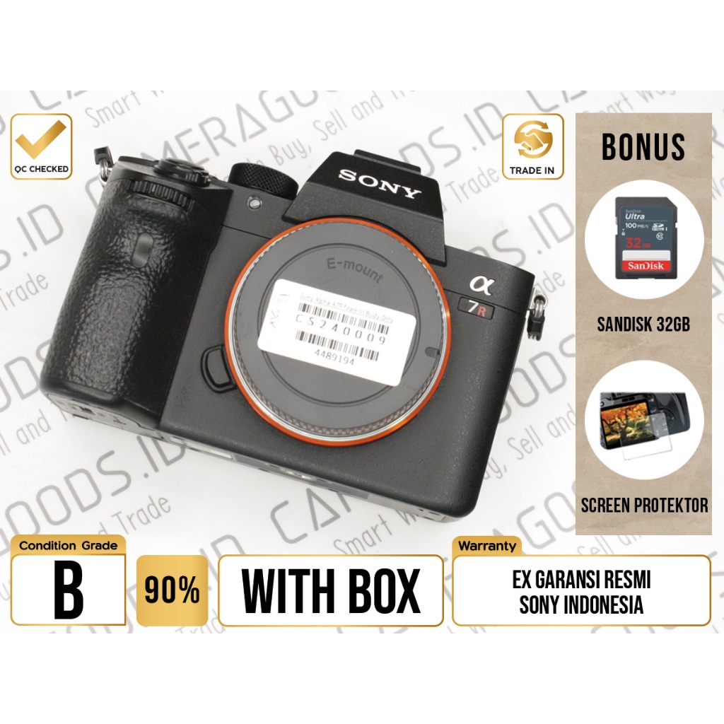 Jual Sony Alpha A7R III A7RIII A7R3 Mirrorless Camera - Grade B - CS240009 | Shopee Indonesia