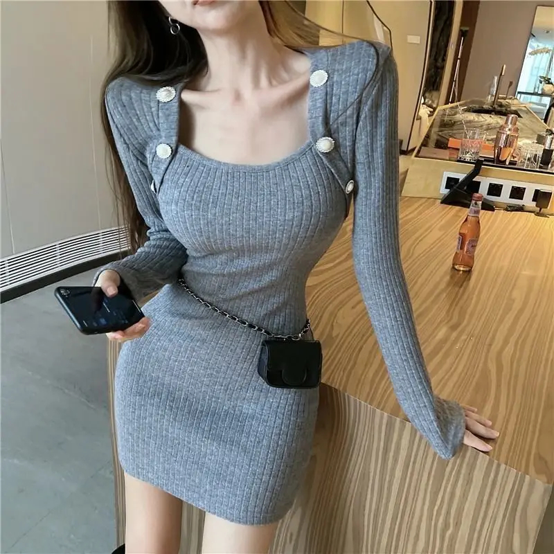 Jual Comfitstore Und413 Mini Dress Rajut Model Kancing Bahan Nyaman ...