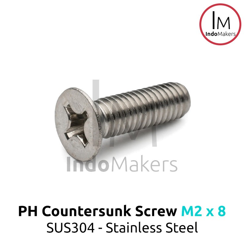 Jual DIN965 Baut PH / JF Countersunk / Plus / Verseng / Stainless M2x8 ...