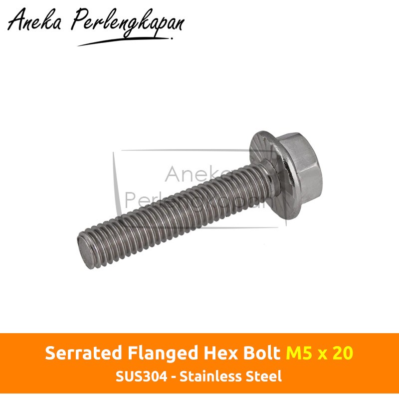 Jual GB5789 Serrated Flanged Hexagon Bolt Stainless Steel SUS304 M5x20 | Shopee Indonesia