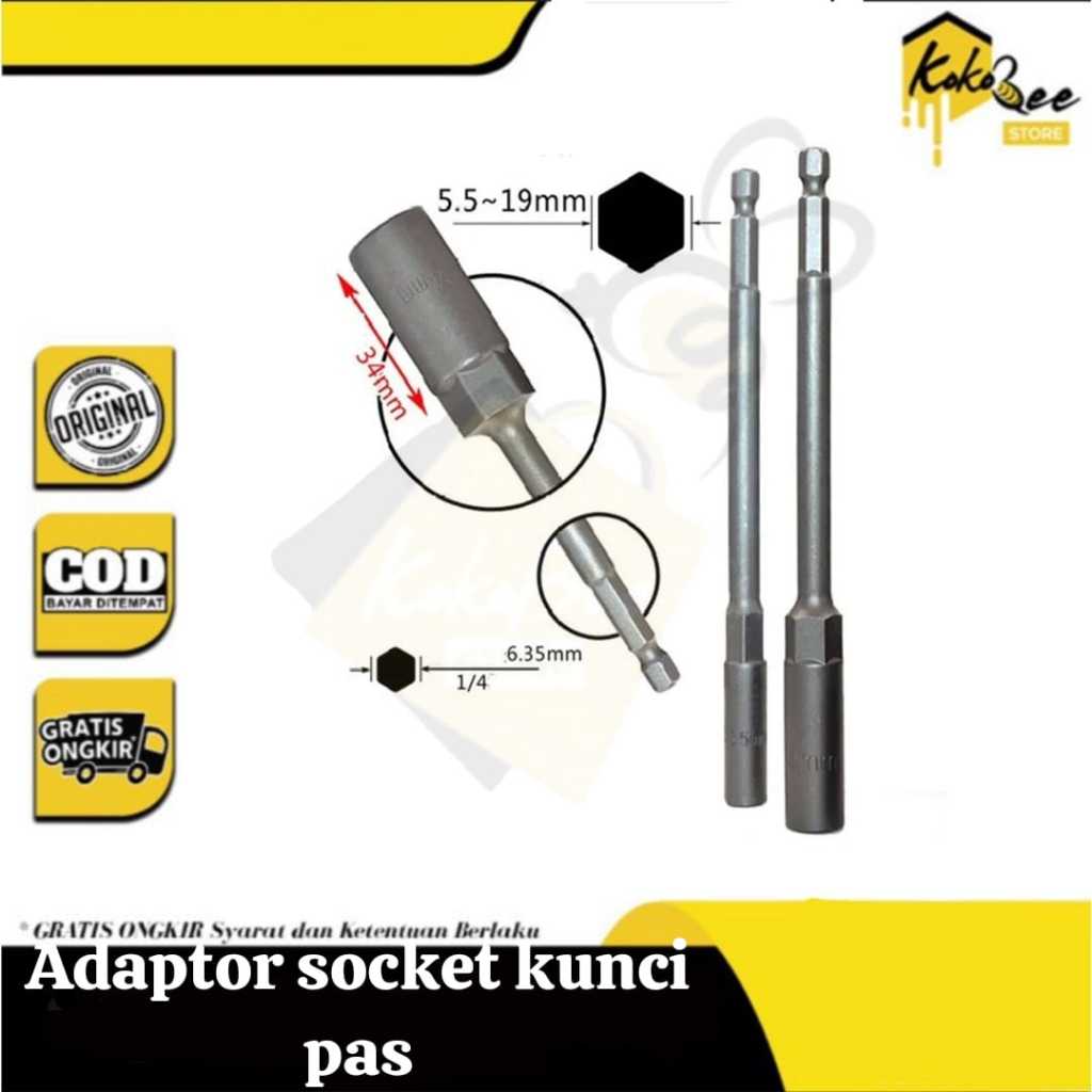 Jual Adapter Soket Kunci Pas Ekstension Panjang 150mm Hex Nut Driver 8 ...