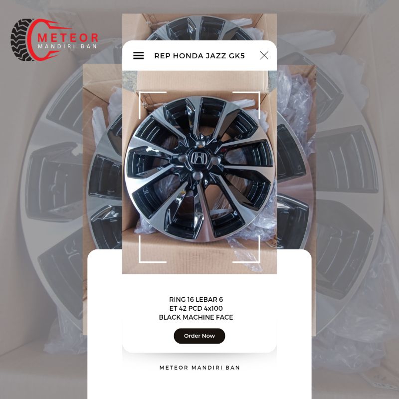 Jual VELG REP HONDA JAZZ GK5 RING 16 LEBAR 6 ET 42 PCD 4x100 BLACK MACHINE FACE | Shopee Indonesia