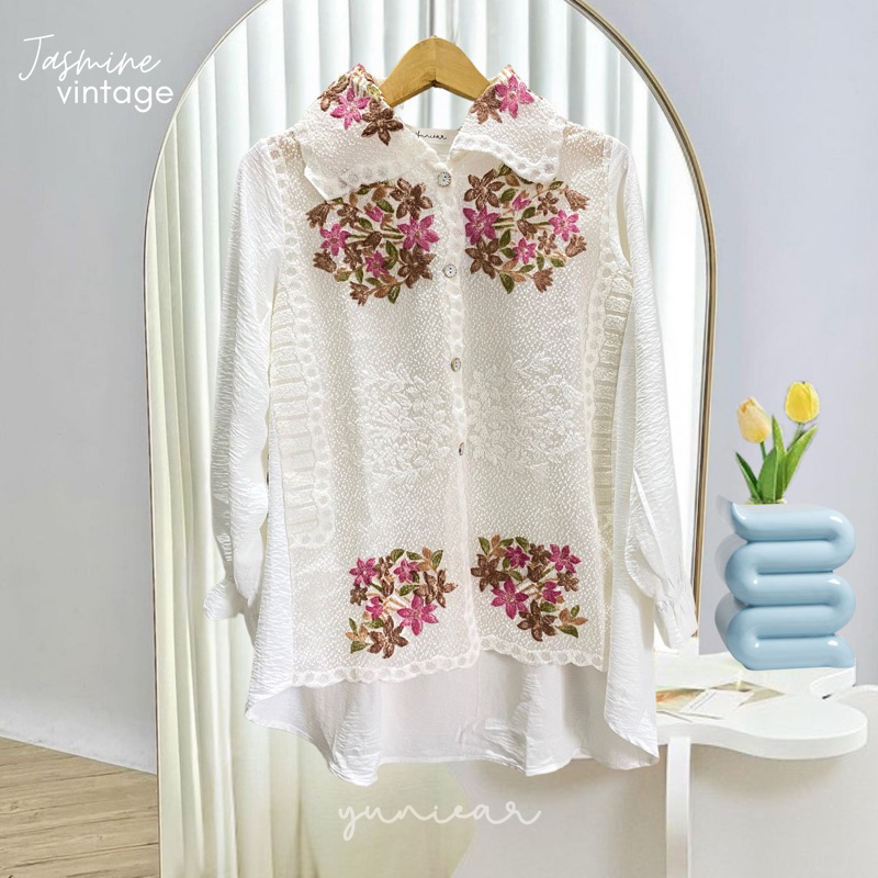 Jual Table cloth jasmine shirt | kemeja bunga | Vintage Shirt | baju ...