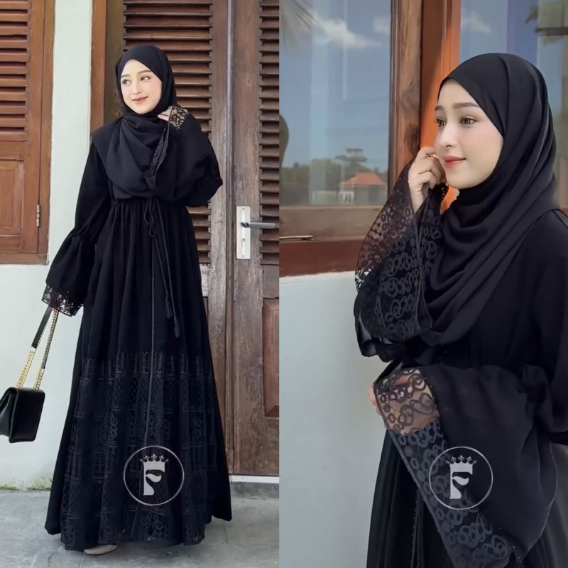 Jual JUTER (JUBAH OUTER) Gamis hitam outer queen abaya outer (belakang ...