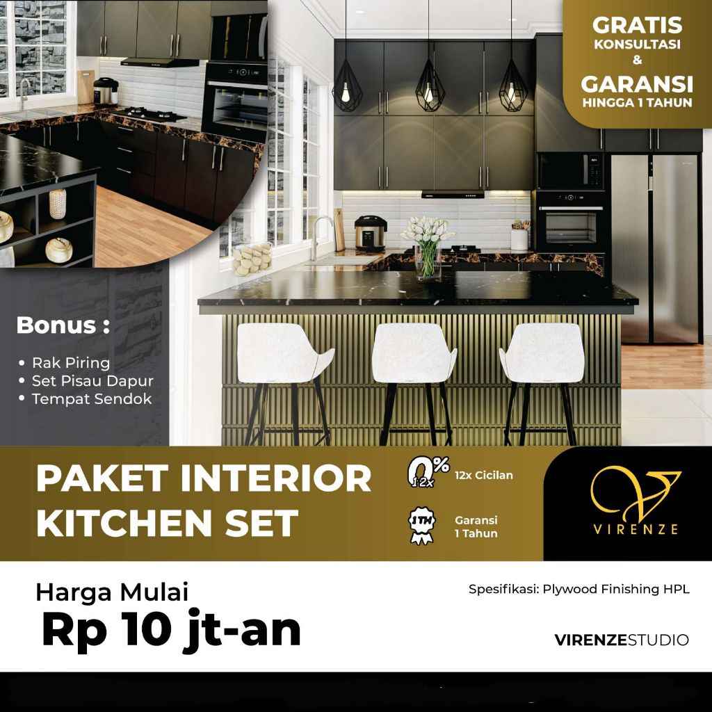 Jual Rak Dapur Kitchenset Kitchen Set Custom HPL design Interior VIRENZE Jabodetabek Jakarta ...