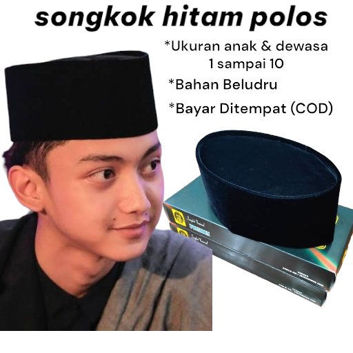 Jual Peci hitam polos beludru kopiah songkok nasional dewasa dan anak tinggi 9cm | Shopee Indonesia