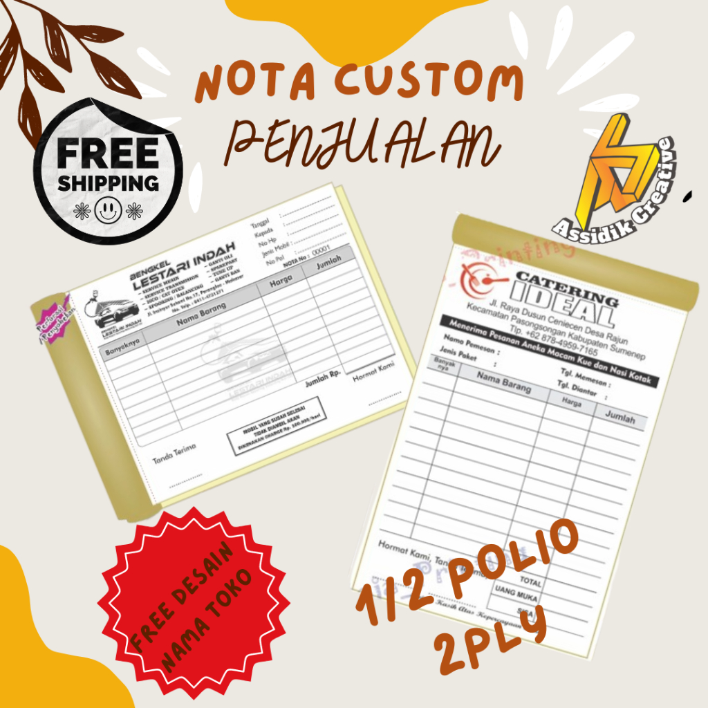 Jual NOTA CUSTOM PENJUALAN 1/2 NCR 2PLY INVOICE PERUSAHAAN RESTORAN ...