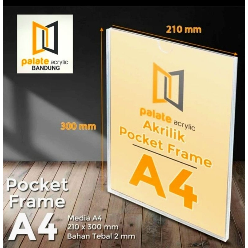 Jual ACRYLIC POCKET FRAME A4/ AKRILIK POCKET A4 tebal 2mm PORTRAIT ...