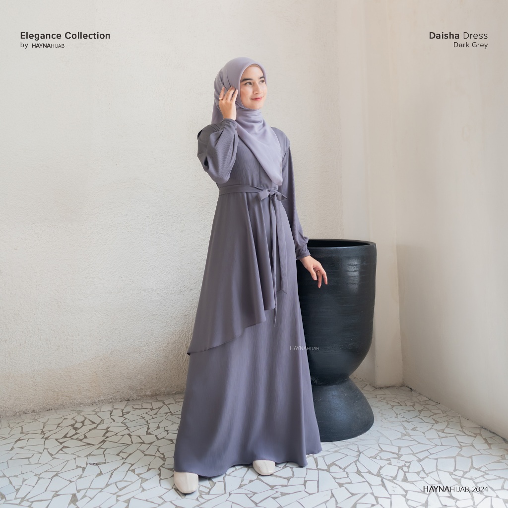 Jual HAYNA Daisha Dress (Dark Grey) - Dress Kondangan Daily Dress Busui ...
