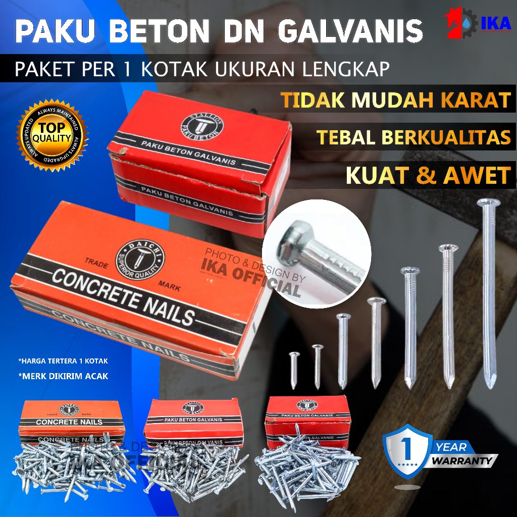 Jual Paku Baja Beton Putih 1 - 1 1/4 - 1 1/2 - 4 Inch / Paku Tembok ...
