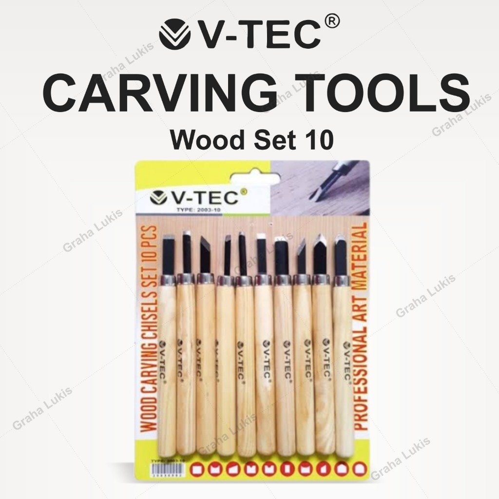 Jual V-TEC CARVING TOOLS WOOD SET 10 / PISAU UKIR / CUKIL KAYU / ALAT ...