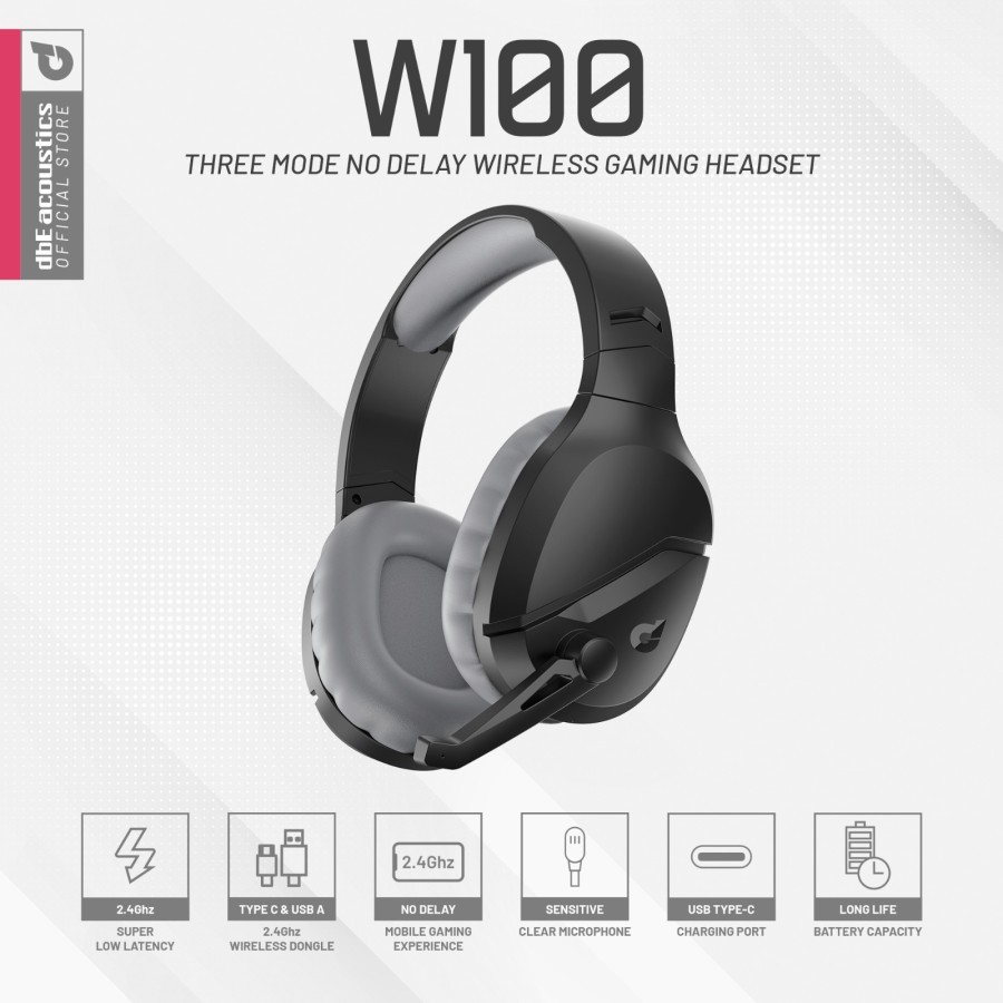Jual dBE W100 / W-100 Triple Mode Wireless Gaming Headset | Shopee ...