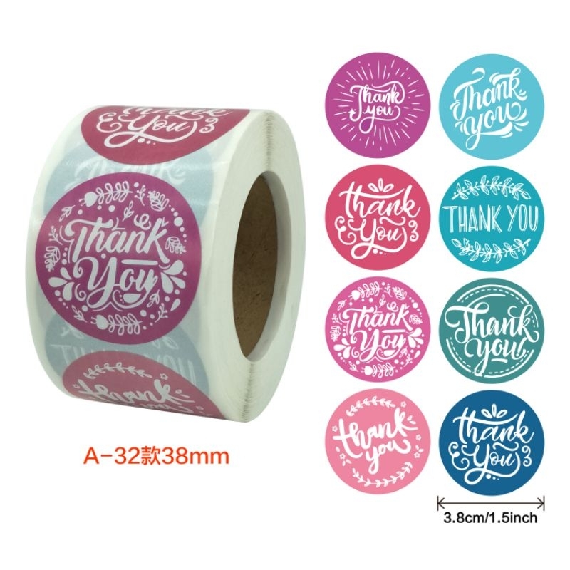 Jual stiker thank you ukuran lebih besar 3,8 cm, 5 cm | Shopee Indonesia