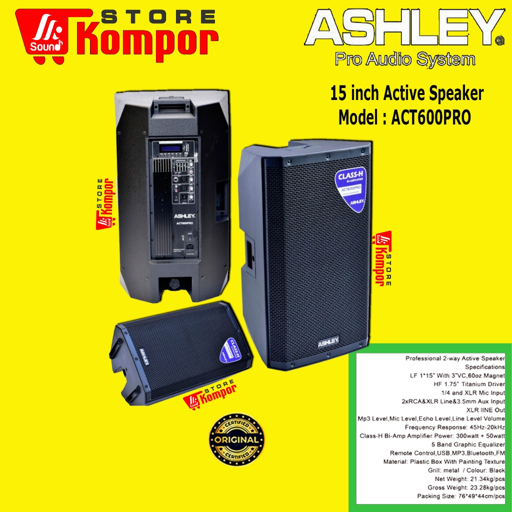 Jual SPEAKER ASHLEY ACT600PRO / ACT-600PRO 15 INCI AKTIF USB-BLUETOOTH | Shopee Indonesia